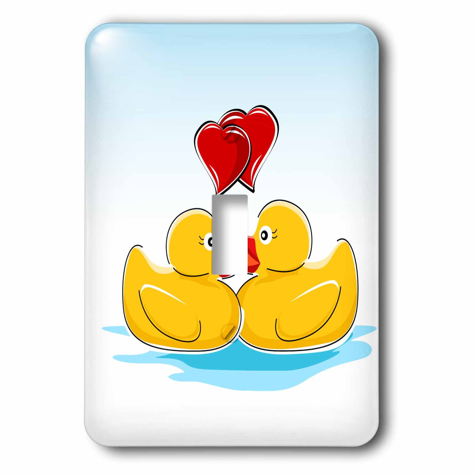 Two Cute Yellow Rubber Ducks With Two Red Hearts single toggle switch ...