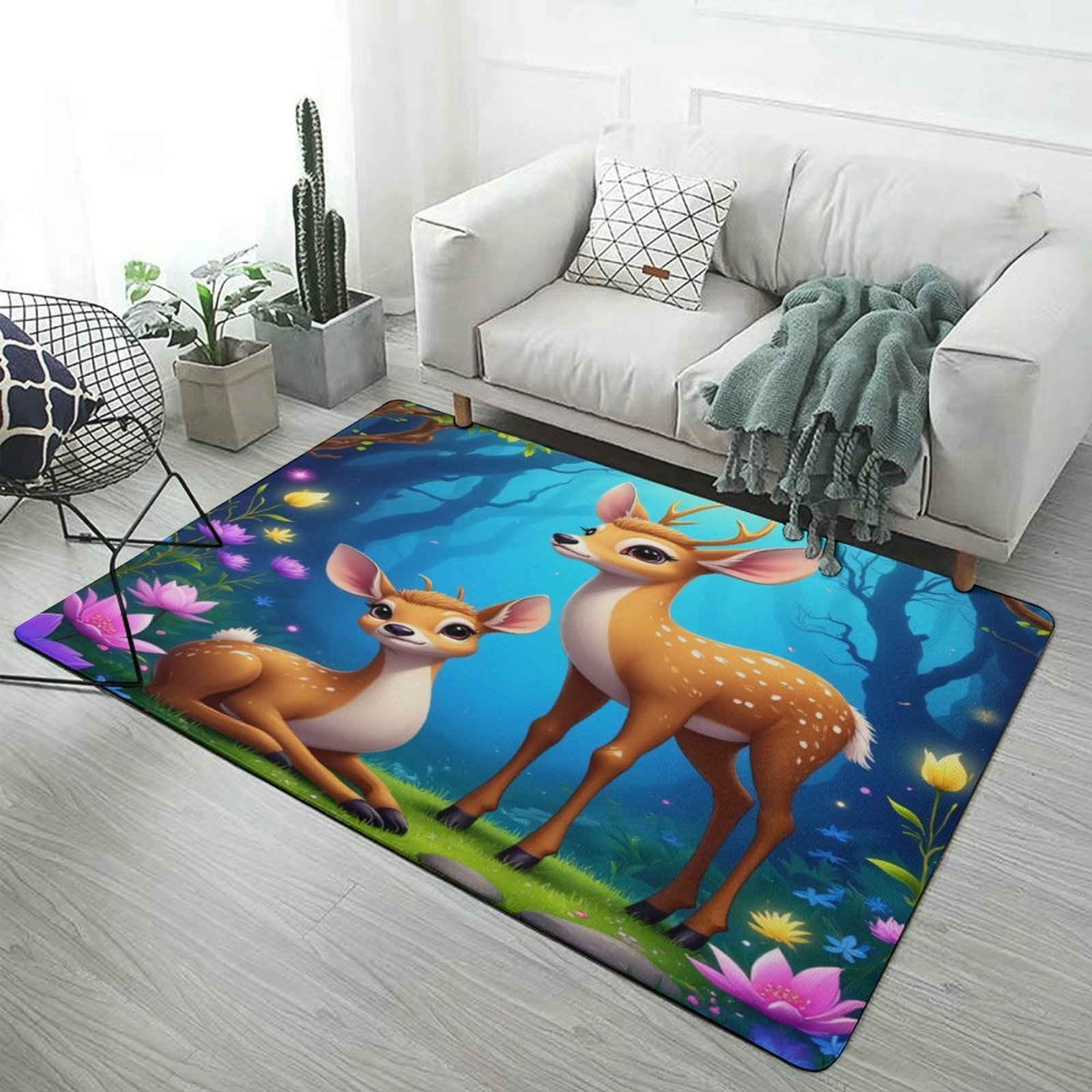 Two Deer in A Magical Forest Carpet for Home Decoration Rugs Soft ...