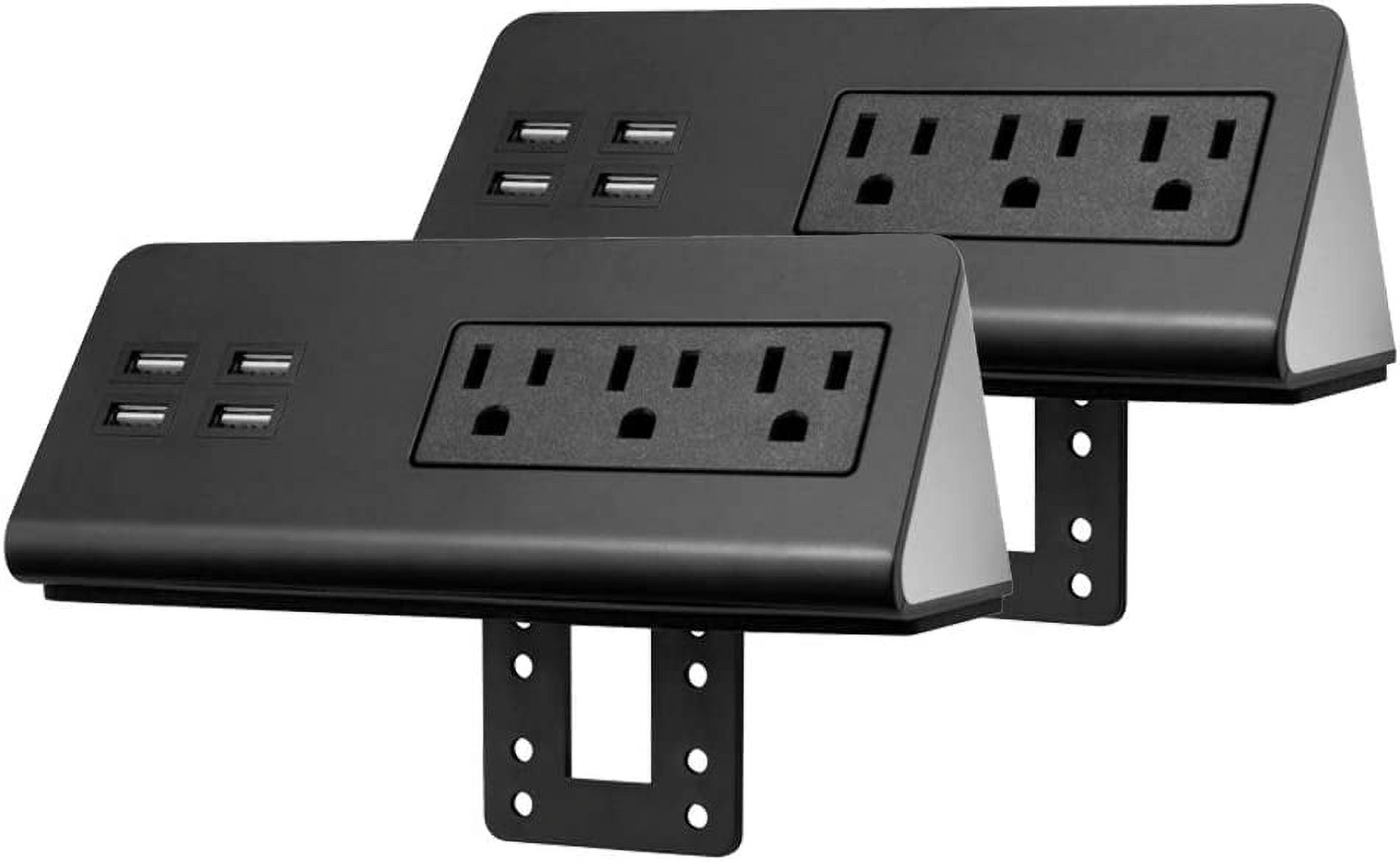 Two Desk Edge Mount Power Outlets with USB Charge Ports (Set of 2 ...