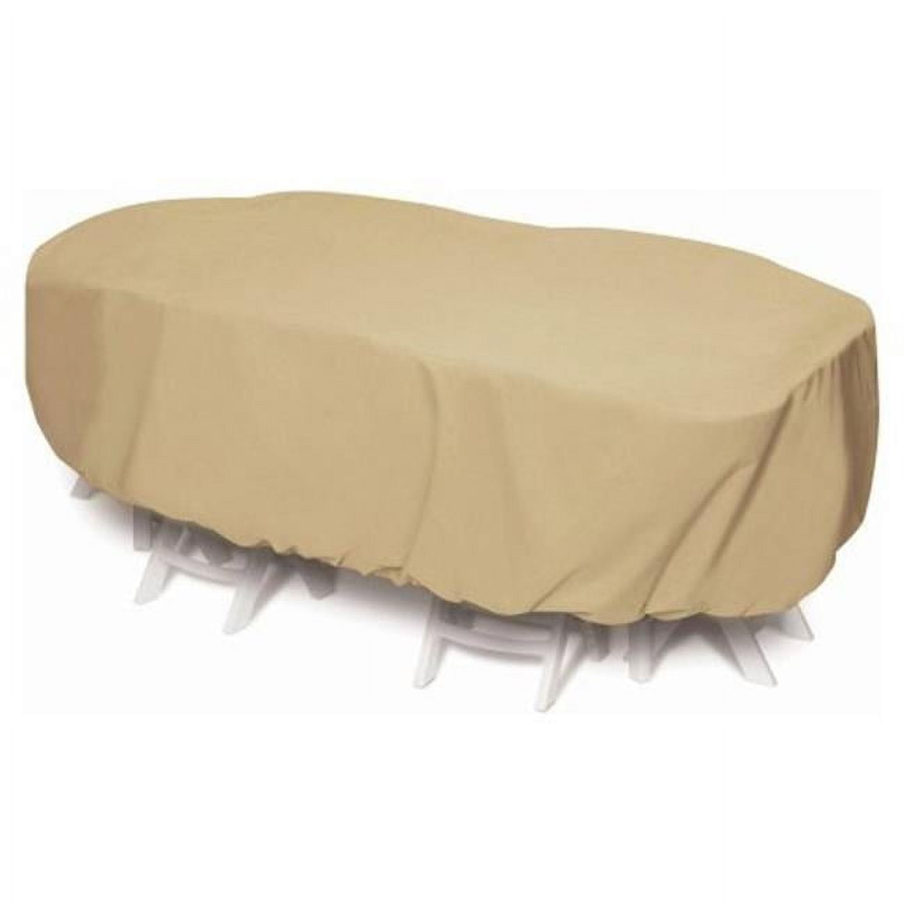 Two Dogs Designs 92 in. Oval-Rectangle Table Set Cover - Khaki ...