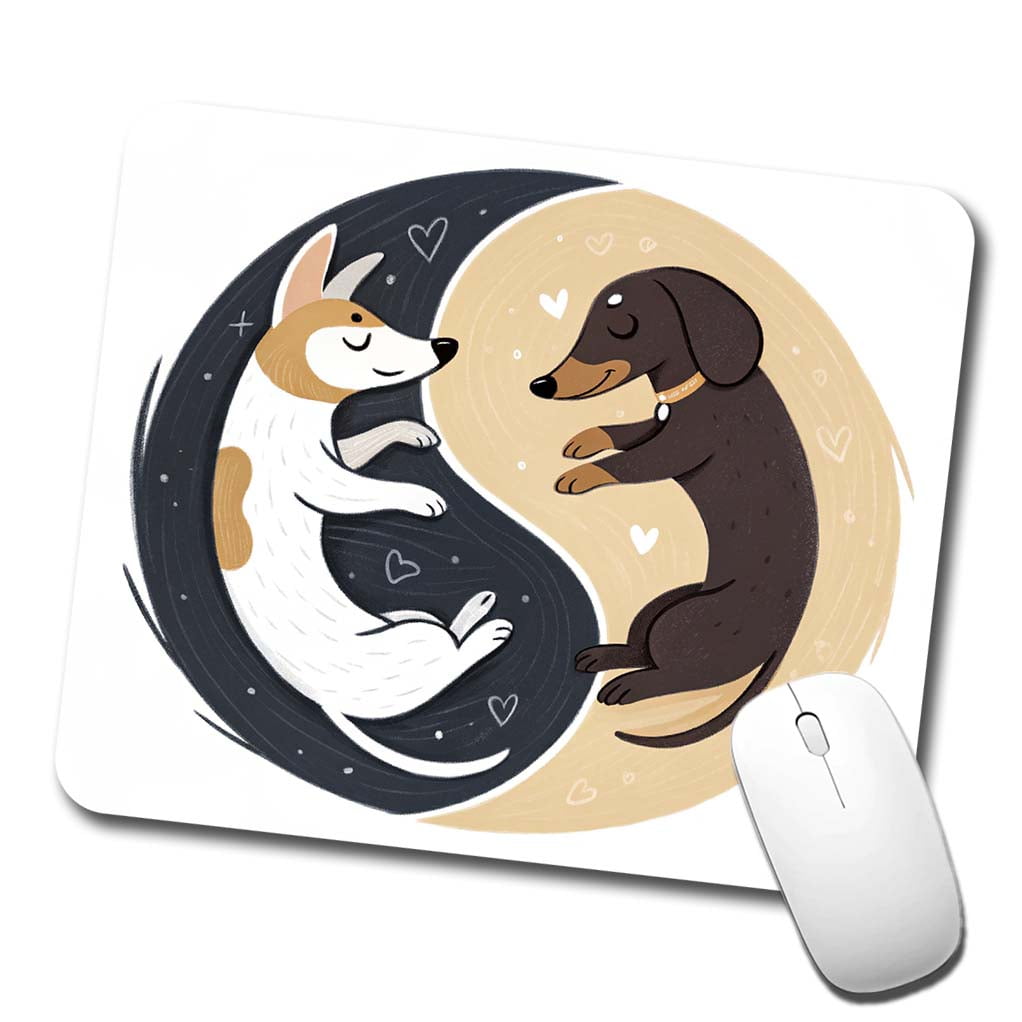 Two Dogs Yin Yang Illustration Mouse Pad Low Profile Gaming Mat ...