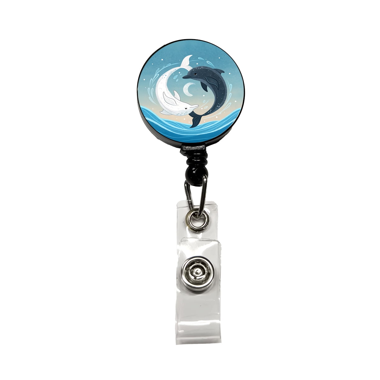 Two Dolphins Yin Yang Dark Light Retractable Reel ID Badge Key Card ...
