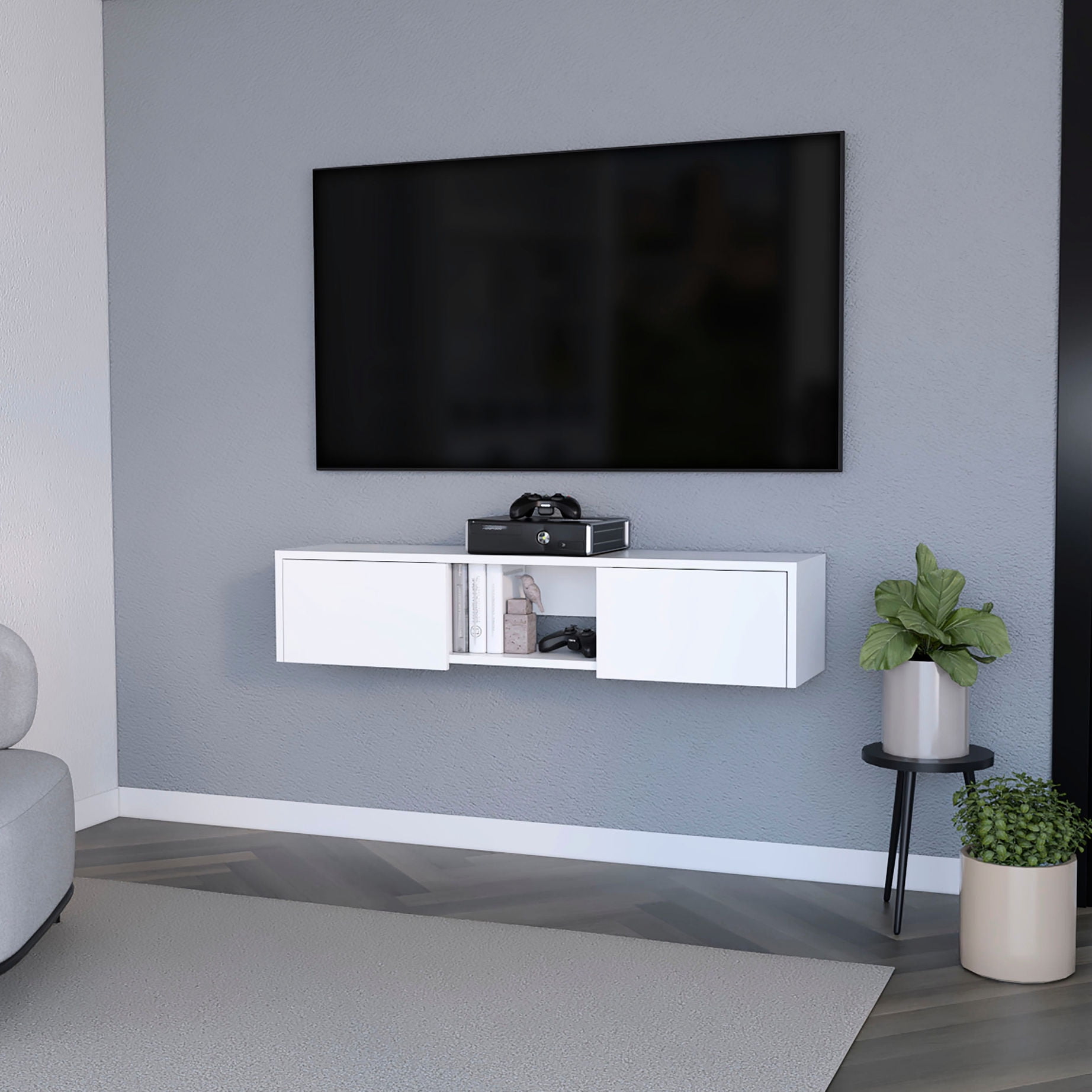 Two-Door Floating TV Stand+Cable Management Hole”-“Primary Living ...