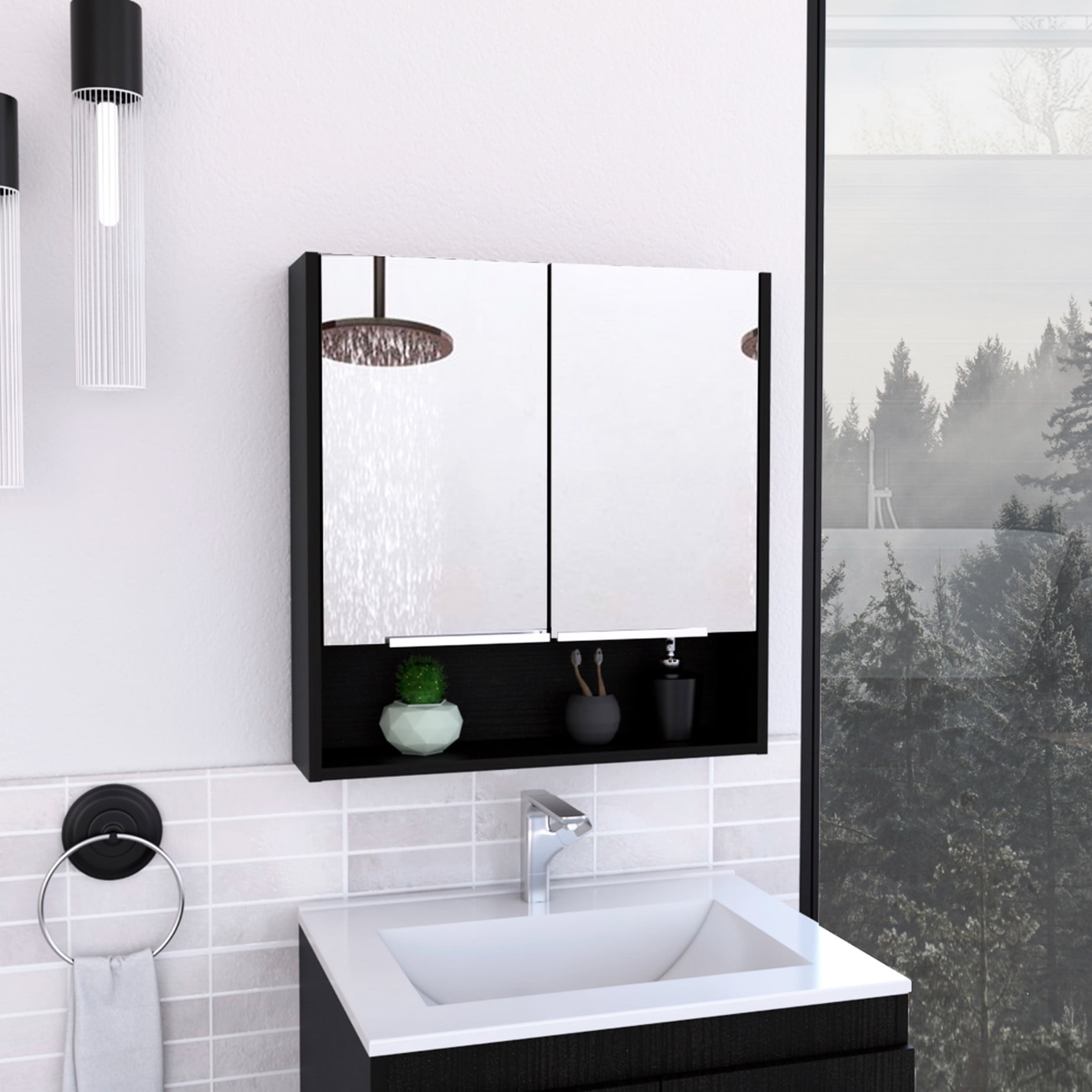 Two - Door Medicine Cabinet with Mirror | Interior Shelves for Bathroom ...