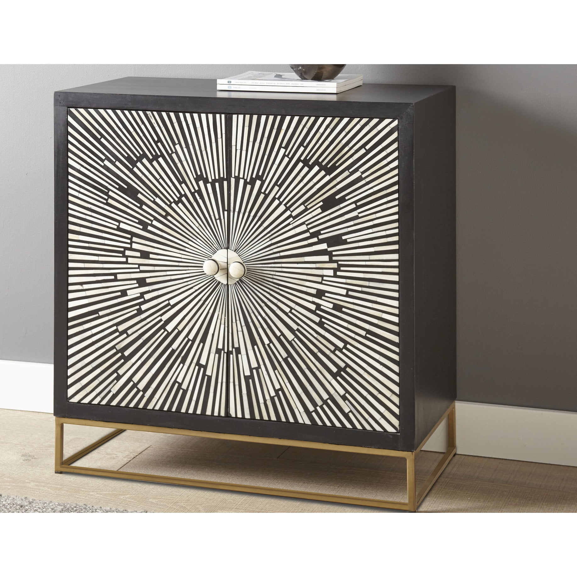 Two - Door Sunburst Bone Design Cabinet - Functional Storage in Living ...