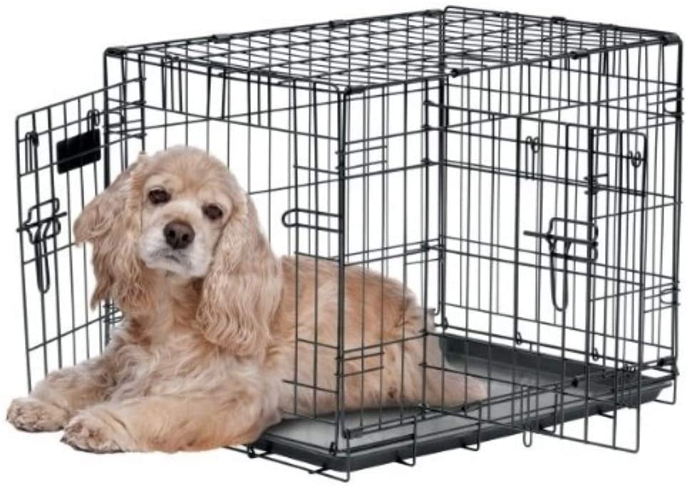 Two Door Wire Dog Crate with 5-Point Lock, 24 Inch for 15-30 lbs Pets ...