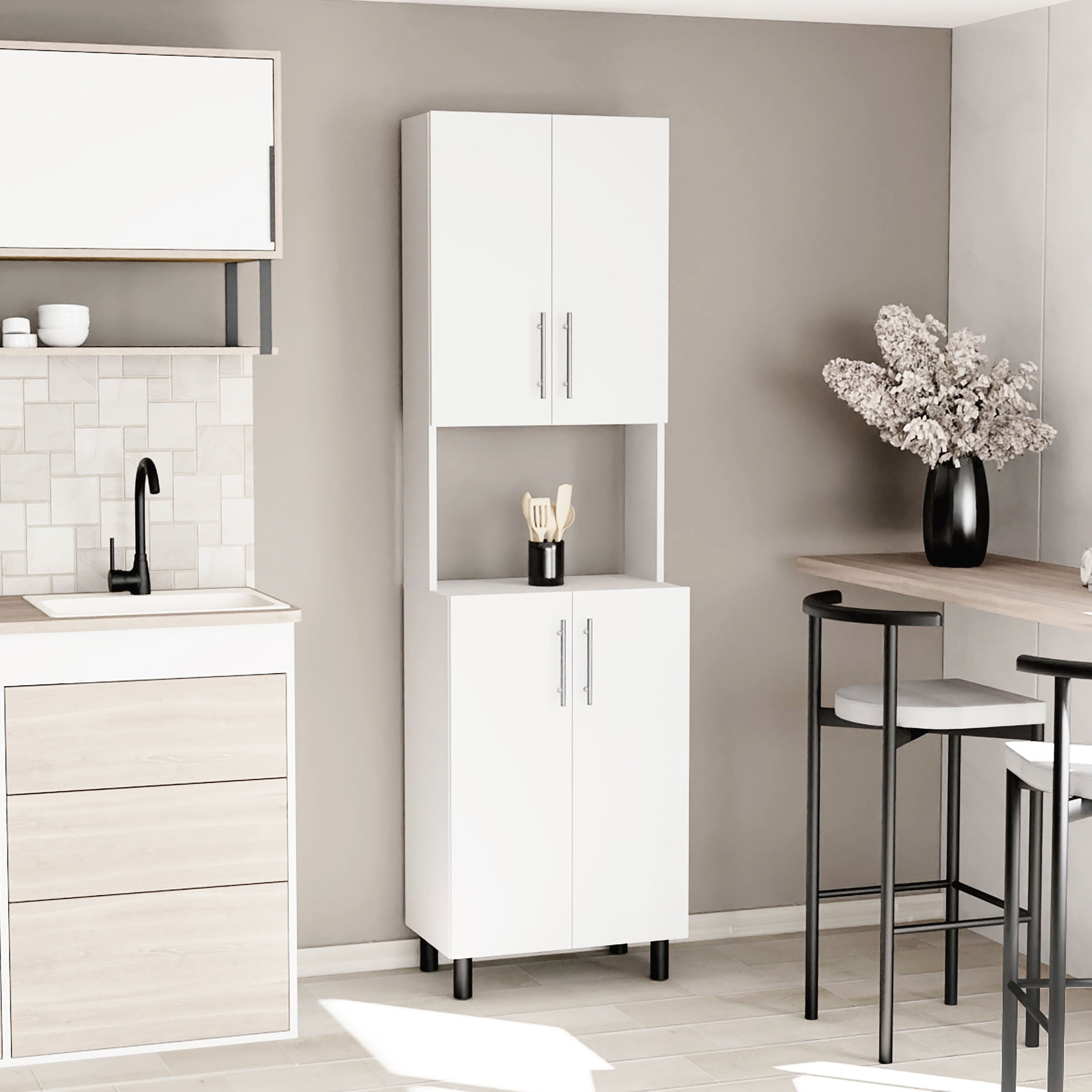 Two Double Door Kitchen Storage With 76.8" Height, Cabinet Areas, , And ...