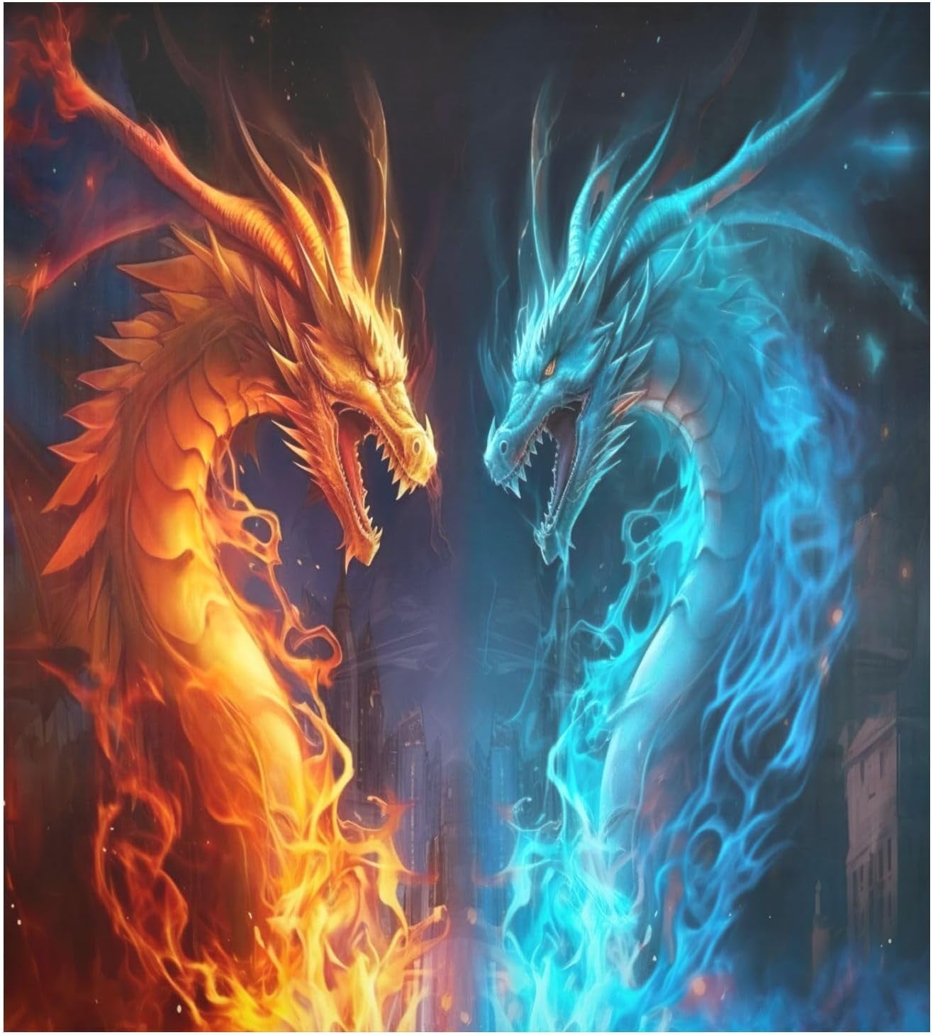 Two Dragon Fire Dishwasher Magnet Covers for The Front Magnetic ...