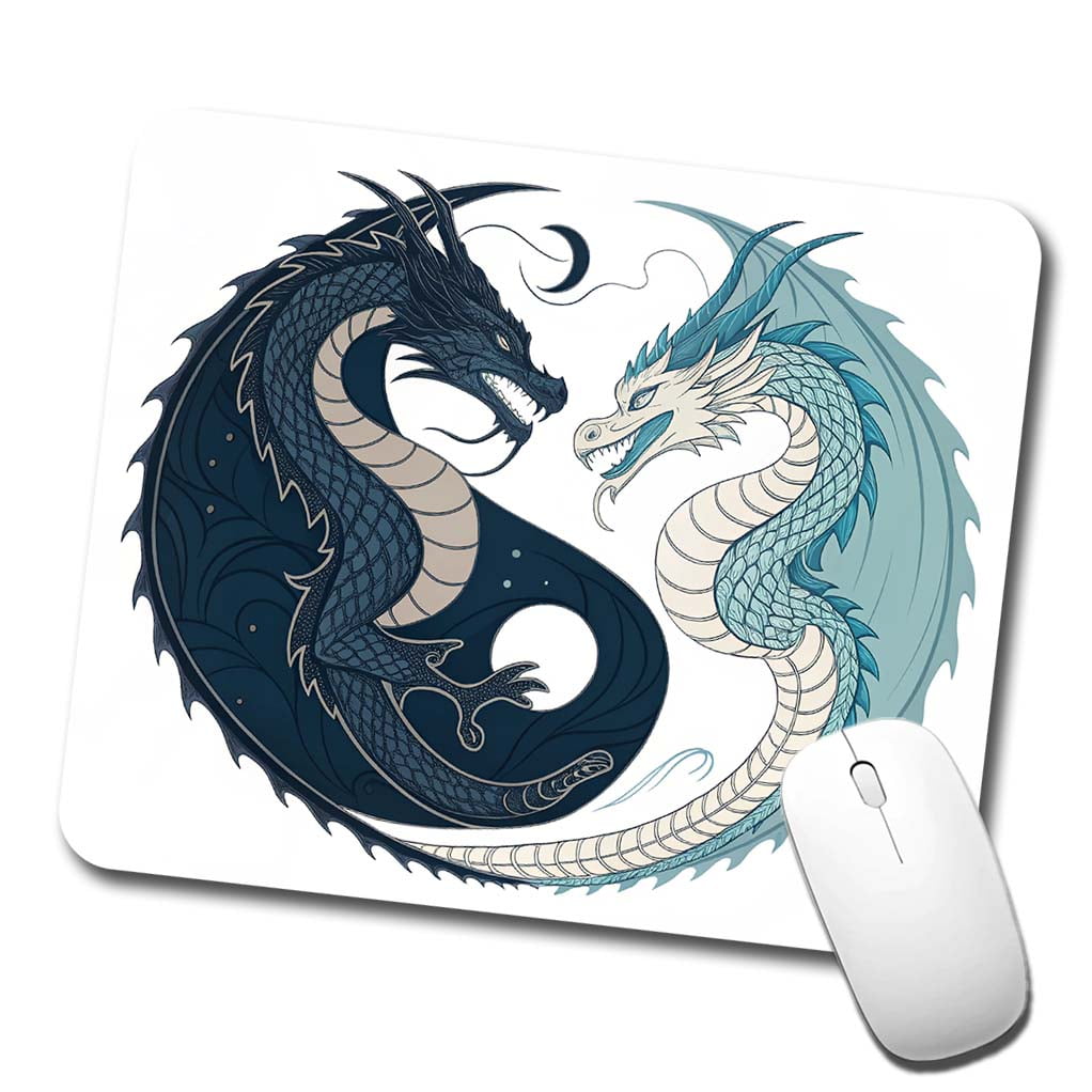 Two Dragons Yin Yang Dark Light Mouse Pad Low Profile Gaming Mat ...