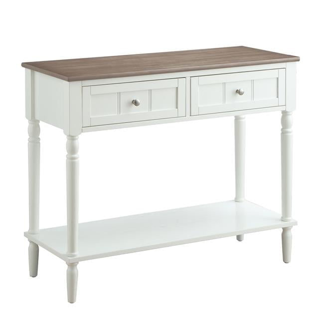 Two Drawer French Country Hall Table, Driftwood & White - Walmart.com
