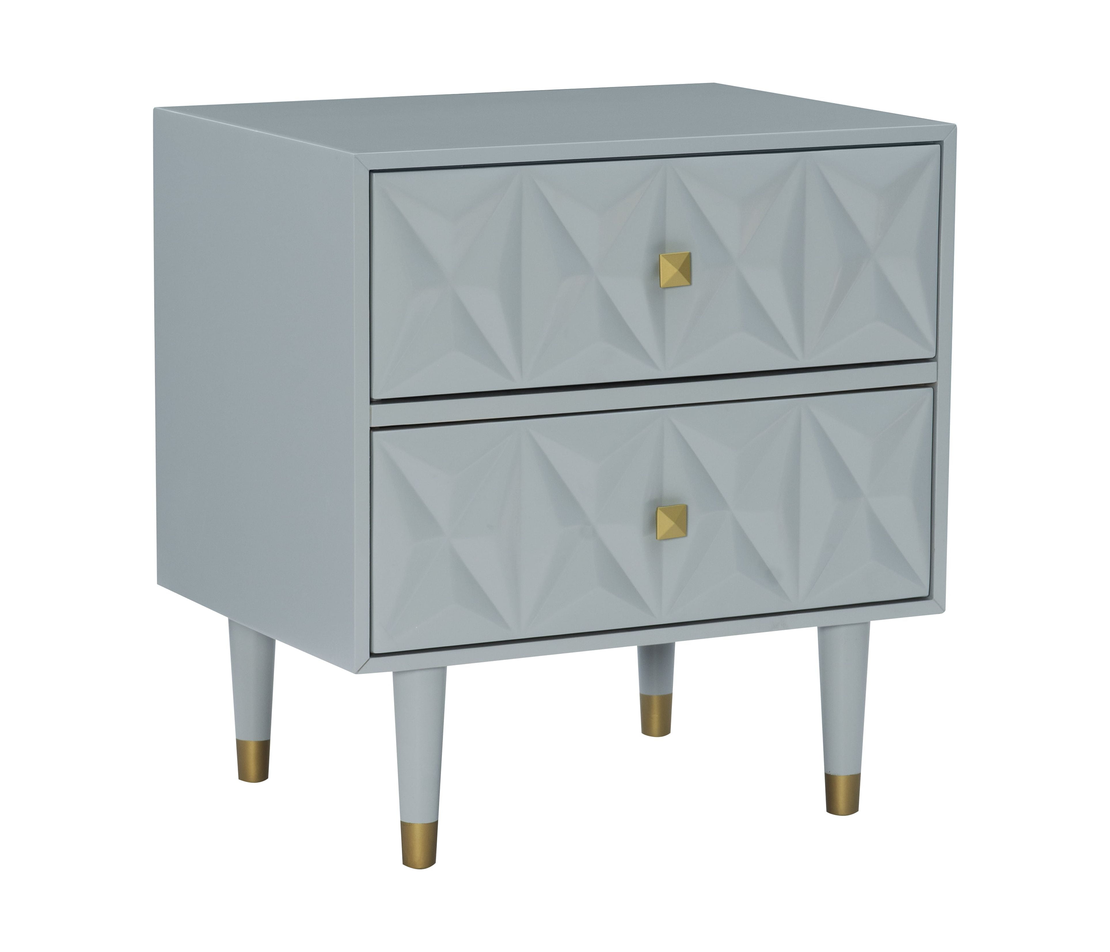 Two Drawer Geo Texture Nightstand Grey - Walmart.com