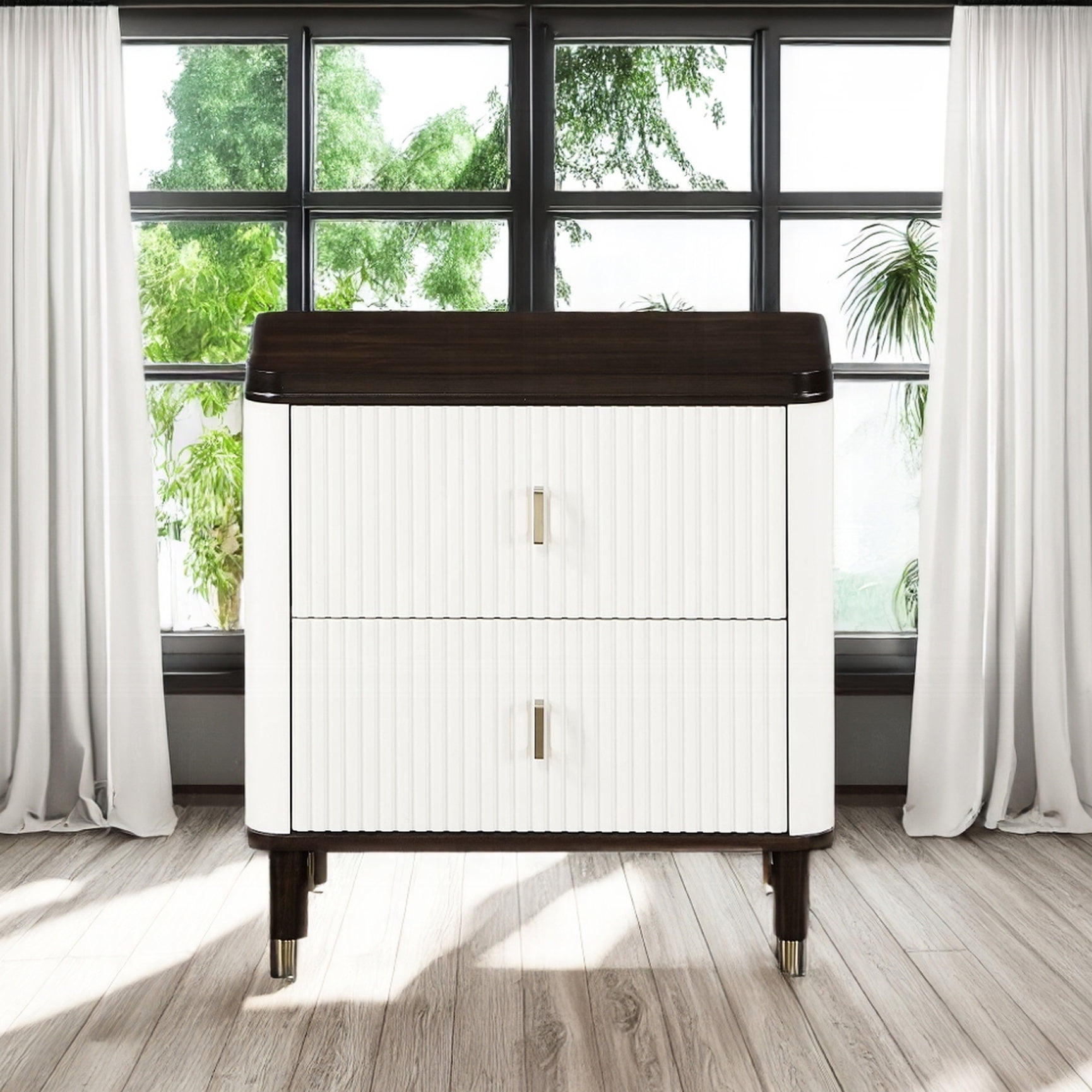 Two Drawer Unit - Sturdy Wood Legs - Bedroom Setup - Easy - to - Reach ...