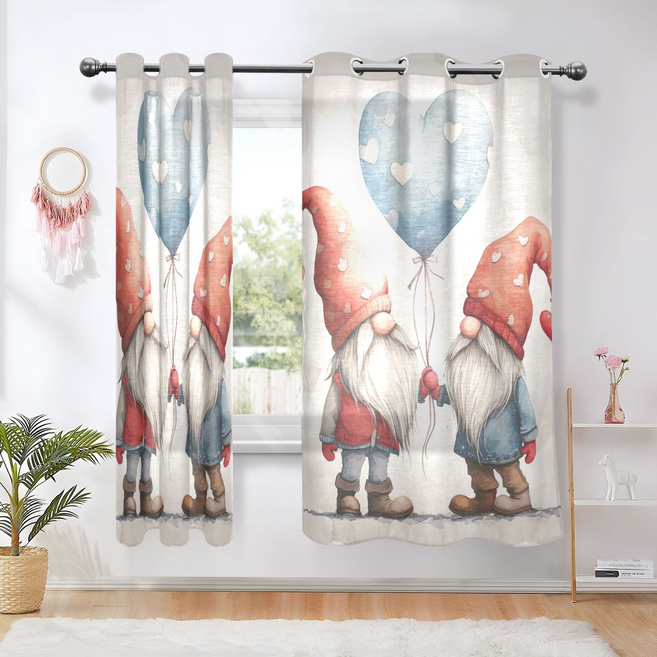 Two Dwarf and Balloon Sheer Curtains 2 Panels Set Grommet Drapes for ...