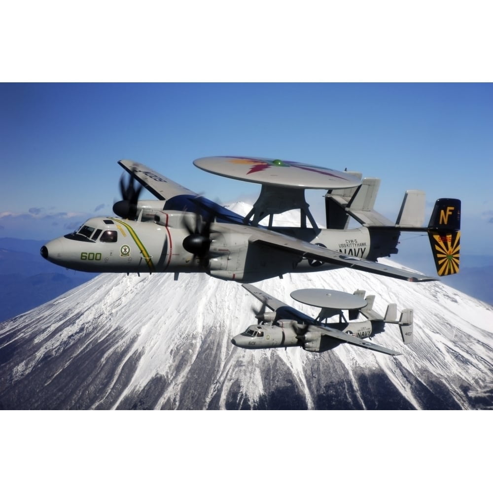 Two E-2C Hawkeyes conduct a flyby of Mount Fuji in Japan Poster Print ...