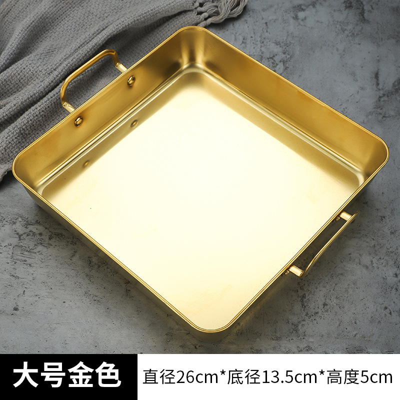 Two Ear Stainless Steel Square Food Trays Fruit Snacks Plates DIY ...