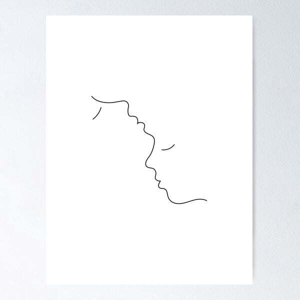 Two Faces Line Art Illustration Poster Wall Art, Modern Wall Decor For ...