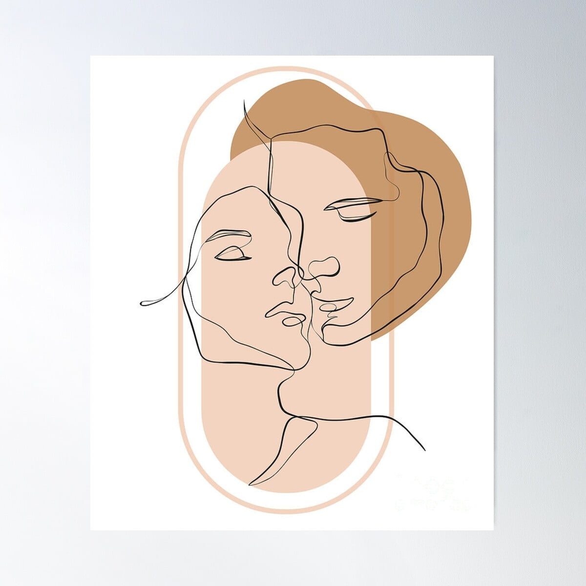 Two Faces Simple Line Drawing Poster Wall Art, Modern Wall Decor For ...