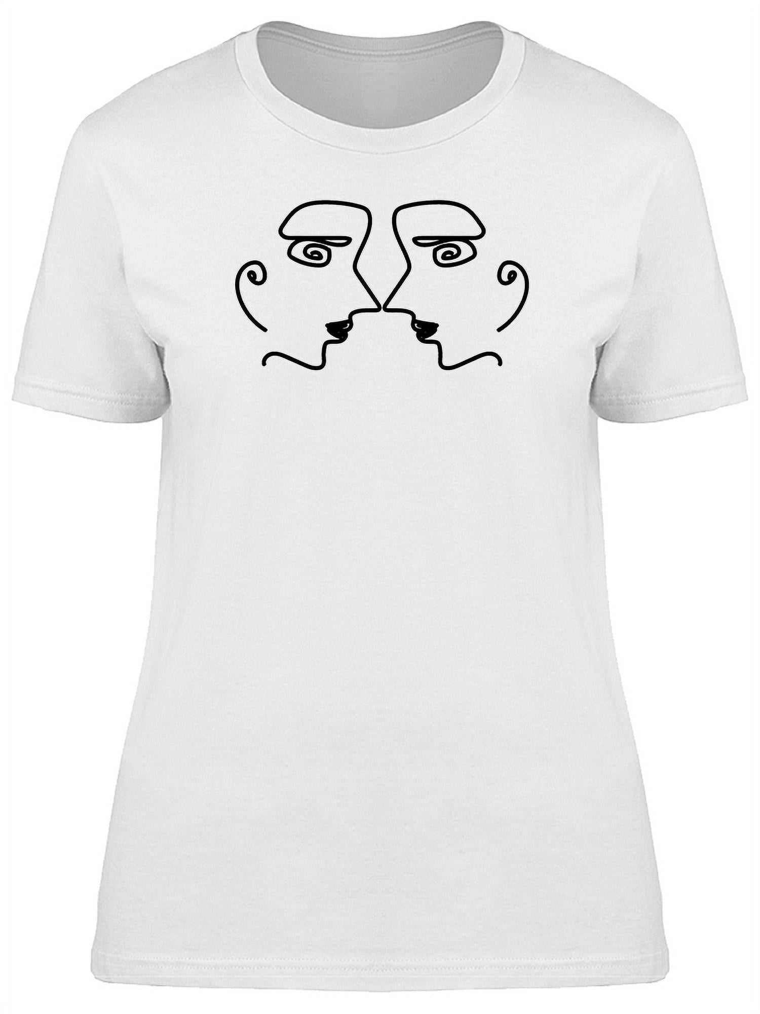 Two Faces in Line Art Women's White T-shirt - Walmart.com