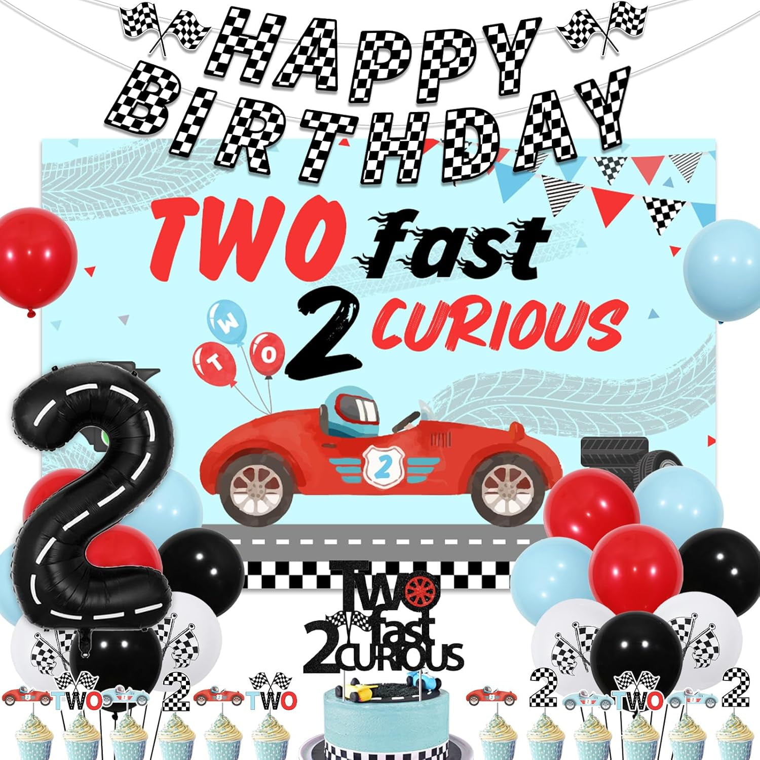 Two Fast 2 Curious Birthday Decorations - 2 Fast 2 Curious Backdrop ...