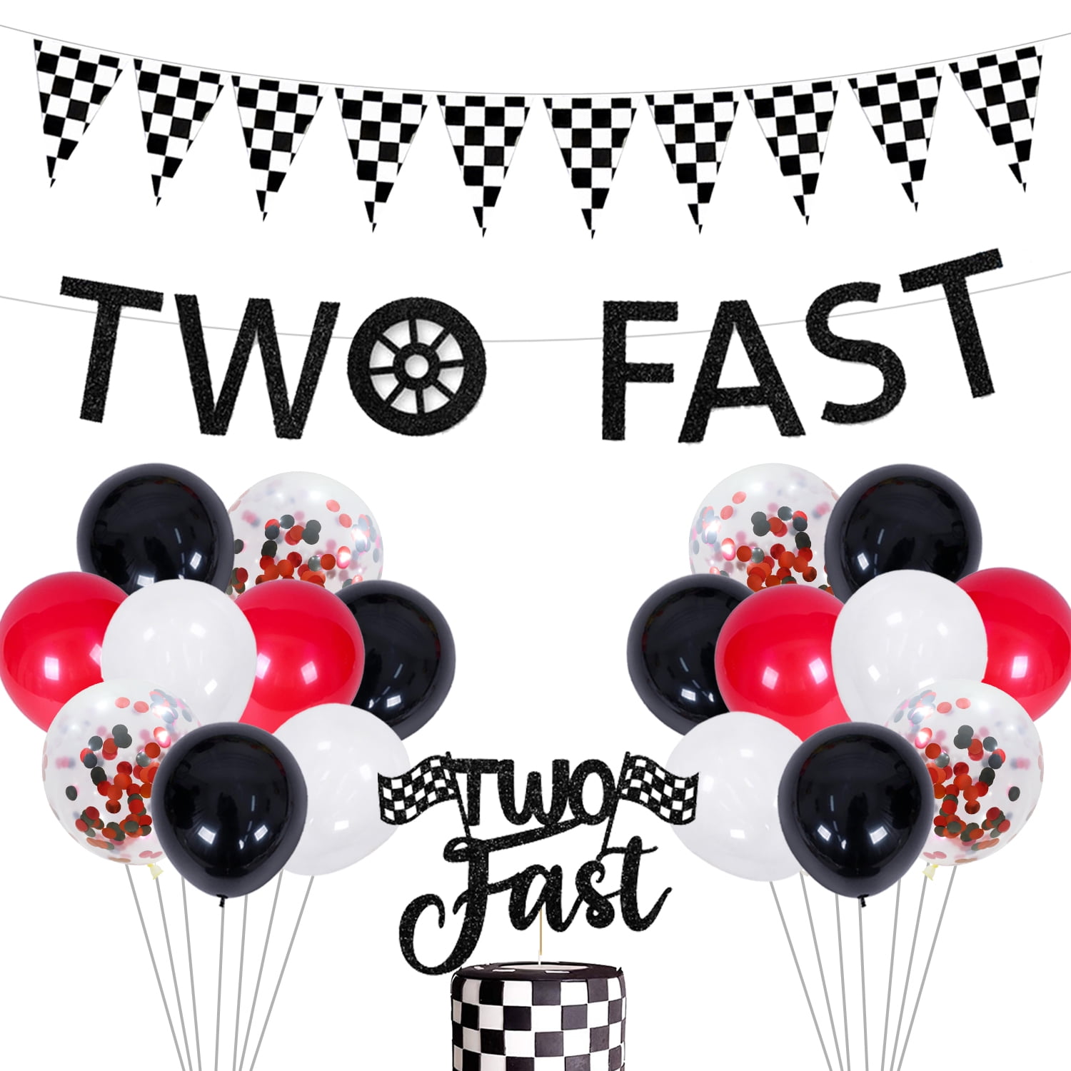 Sursurprise Two Fast Racing Car Theme Party Decoration Kit, Includes ...