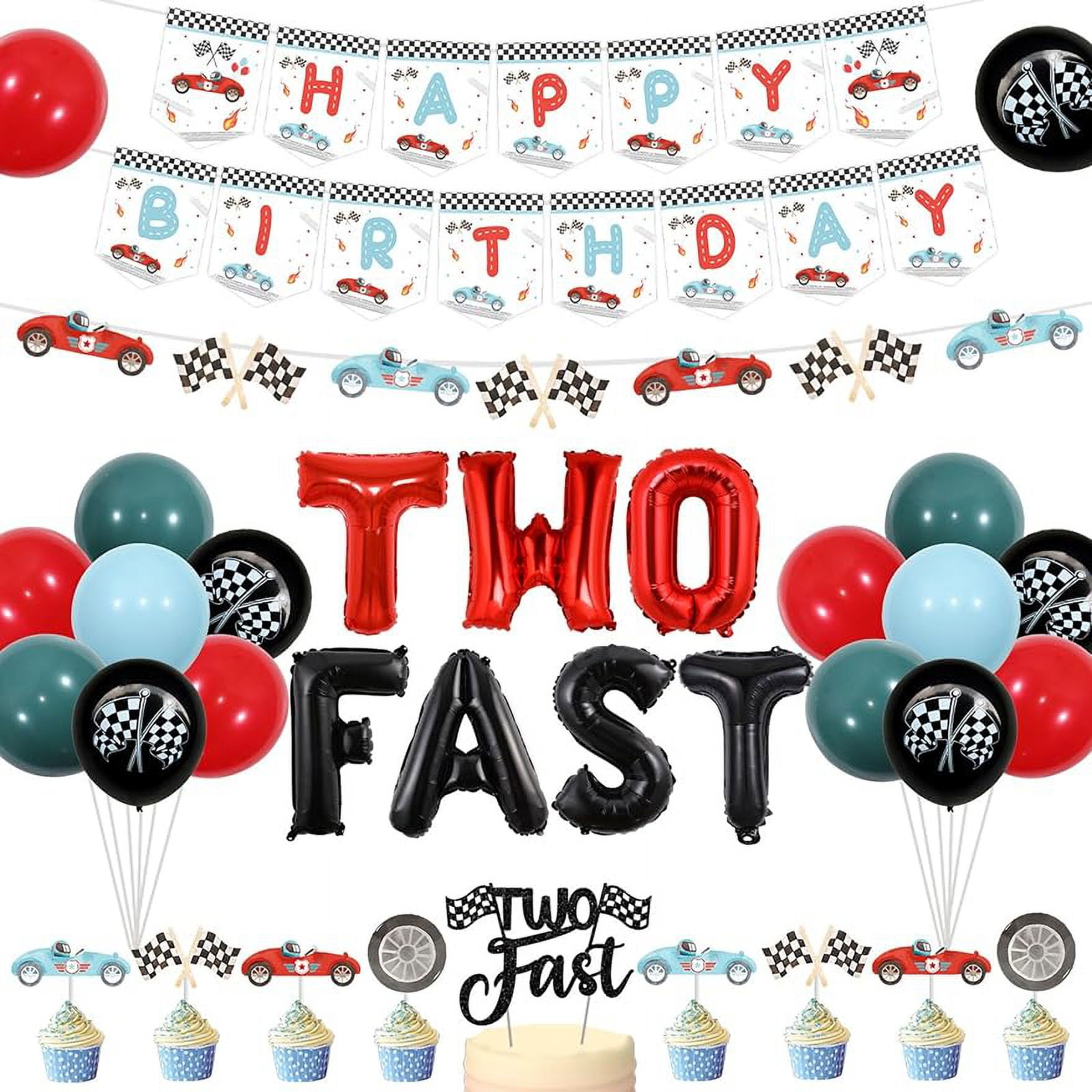 Two Fast Birthday Decorations for Boys, Race Car 2nd Birthday Party ...