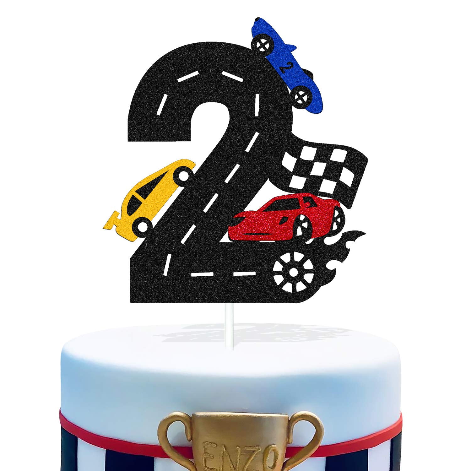 Two Fast Cake Topper 2nd Race FSH1 Car Driver Checkered Racing Themed ...