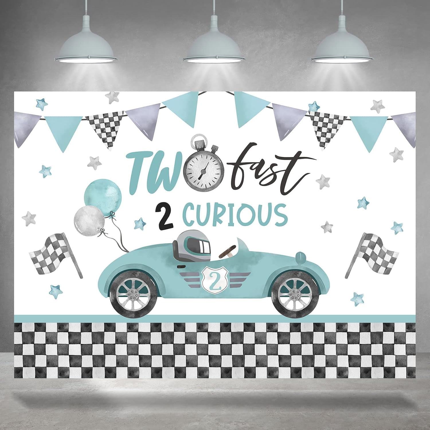 Two Fast Themed Birthday Backdrop for Boys Racing Car 2nd Birthday ...