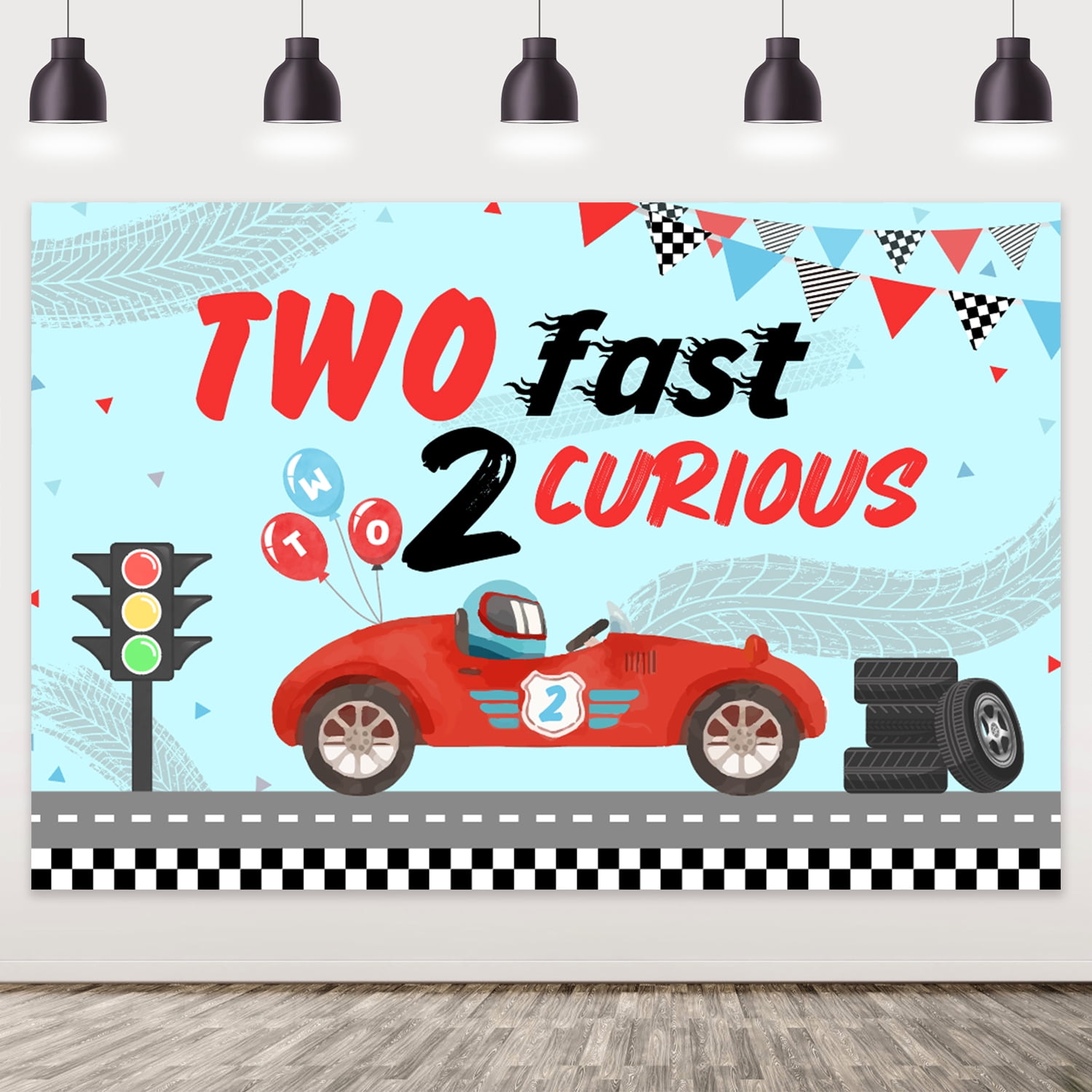 Two Fast Two Curious Birthday Decorations Boy, Race Car 2nd Birthday ...