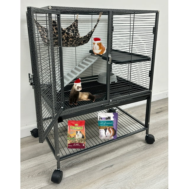 Large Two-Floors Cage for Small Animals with Tight 1/2-Inch Bar Spacing ...