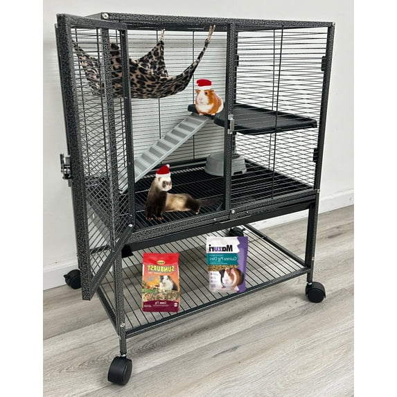 Large Two-Floors Cage for Small Animals with Tight 1/2-Inch Bar Spacing ...