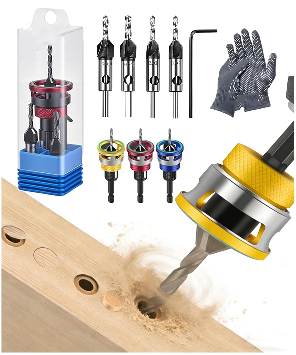 Two-Flute Counterbore with Depth Stop, countersink drill bit set for ...