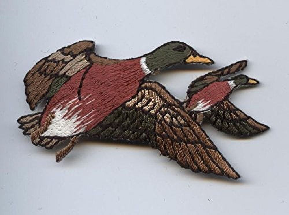 Two Flying Ducks - Mallard Drake Duck - Iron on Applique/Embroidered ...