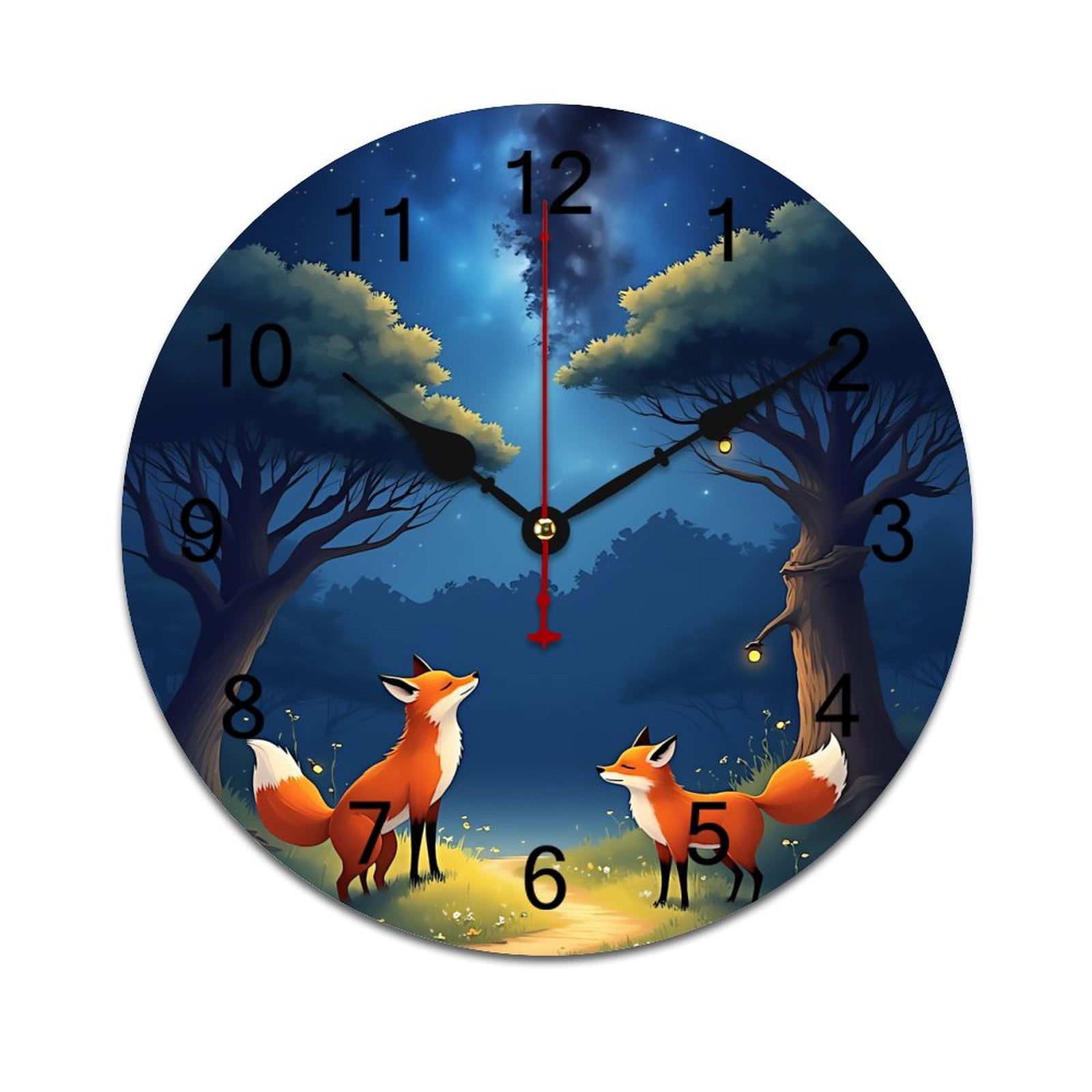 Two Foxes Standing on A Path Under A Starry Night Sky with A Milky Way ...