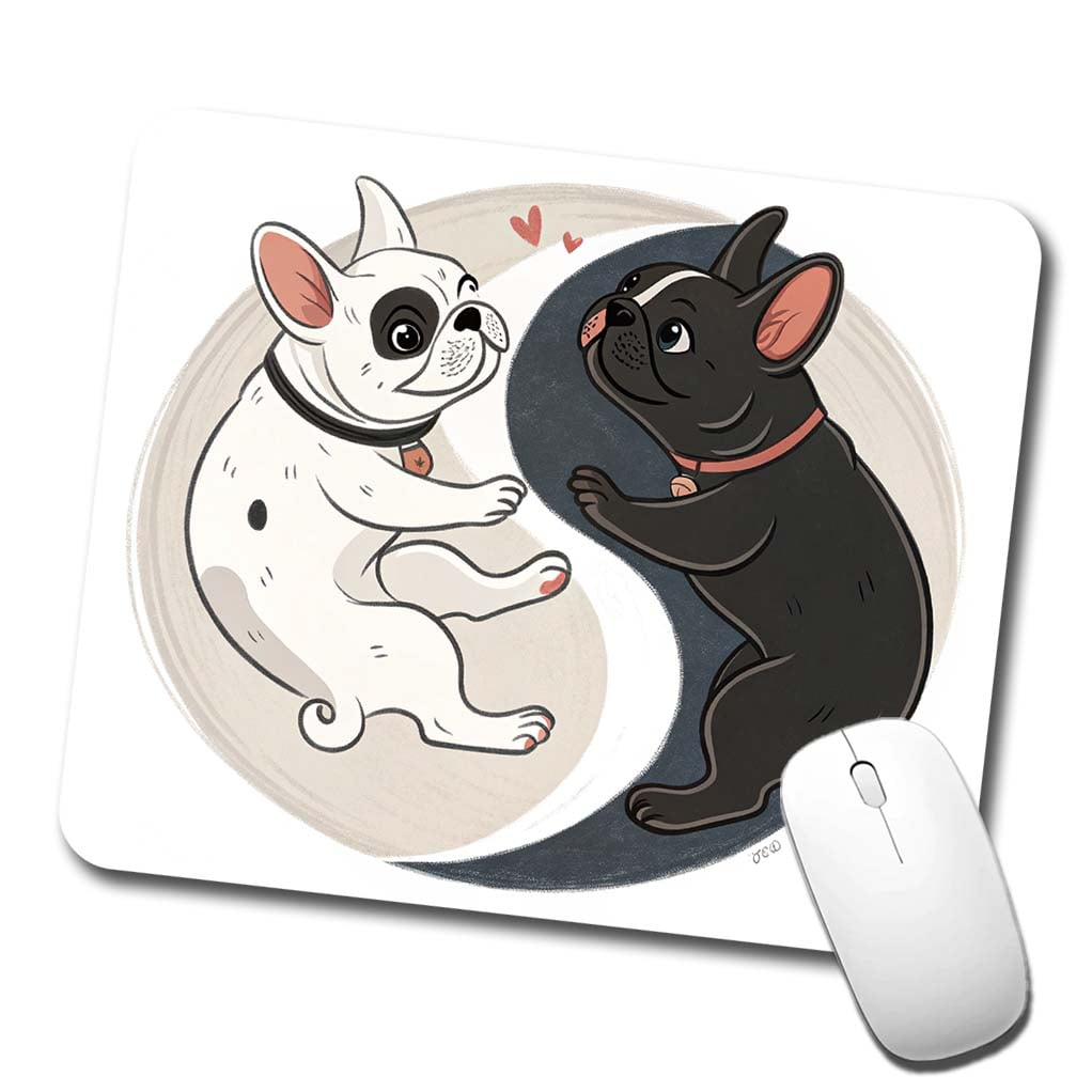 Two French Bulldogs Yin Yang Dark Light Mouse Pad Low Profile Gaming ...