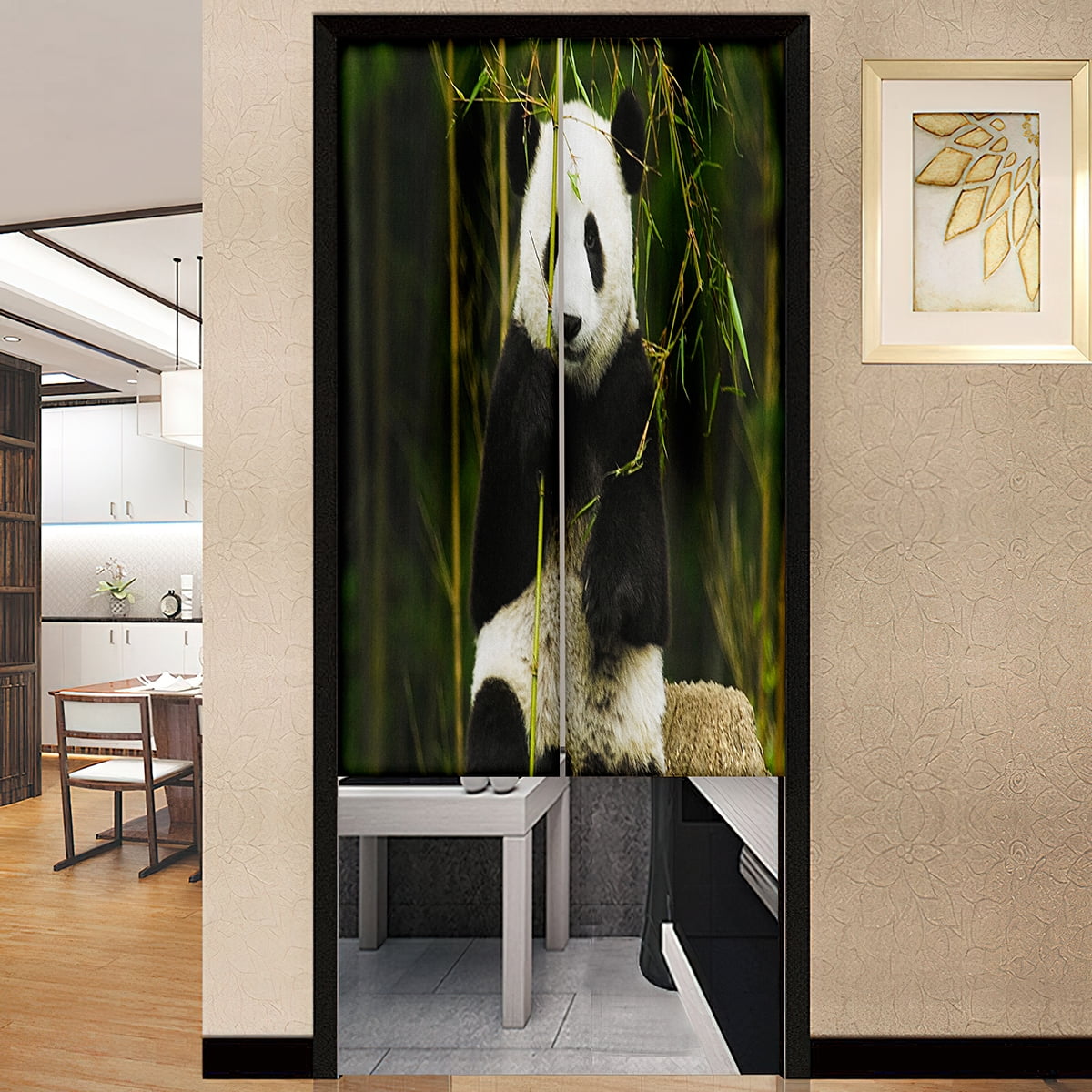 Two Funny Cute Pandas Print Japanese Style Door Curtain Kitchen ...