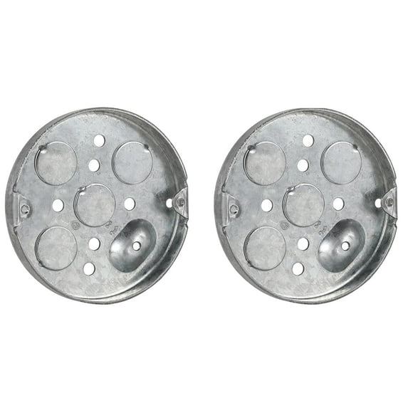 Two Galvanized Steel Round Shallow Electrical Box,Drawn Construction ...