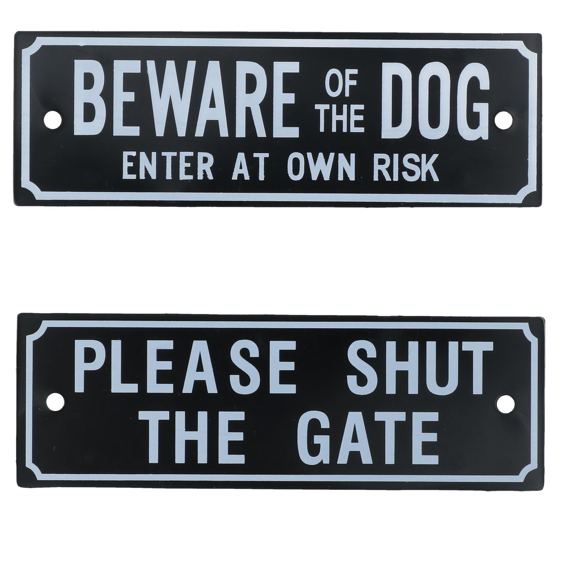 Two Garden Gate Signs - 'Beware of Dog' & 'Shut the Gate' Dog Warning ...