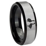 Two Geese Beveled Edge Gray And Black Tungsten Men Ring 10MM - Walmart.com