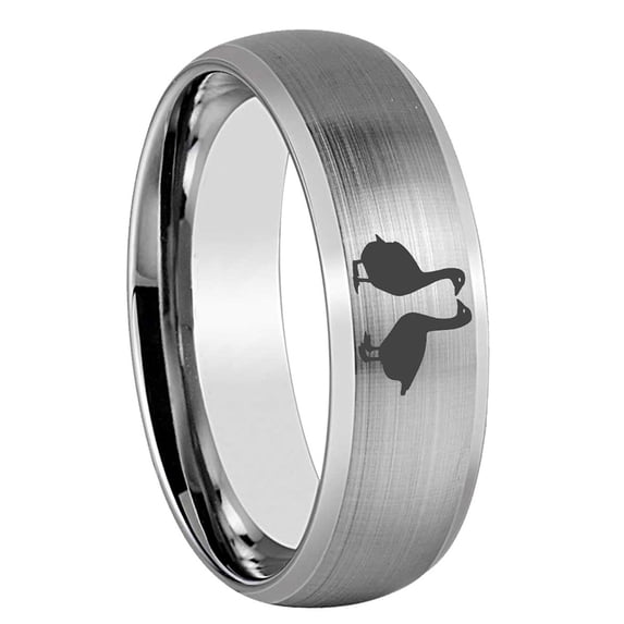 Two Geese Brushed Gray Dome Tungsten Men Ring 10MM - Walmart.com