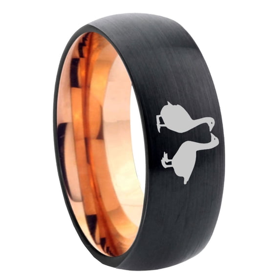 Two Geese Dome Black And Rose Gold Tungsten Wedding Ring 10MM - Walmart.com