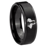Two Geese Step Edge Brush Black Tungsten Men Ring 10MM - Walmart.com