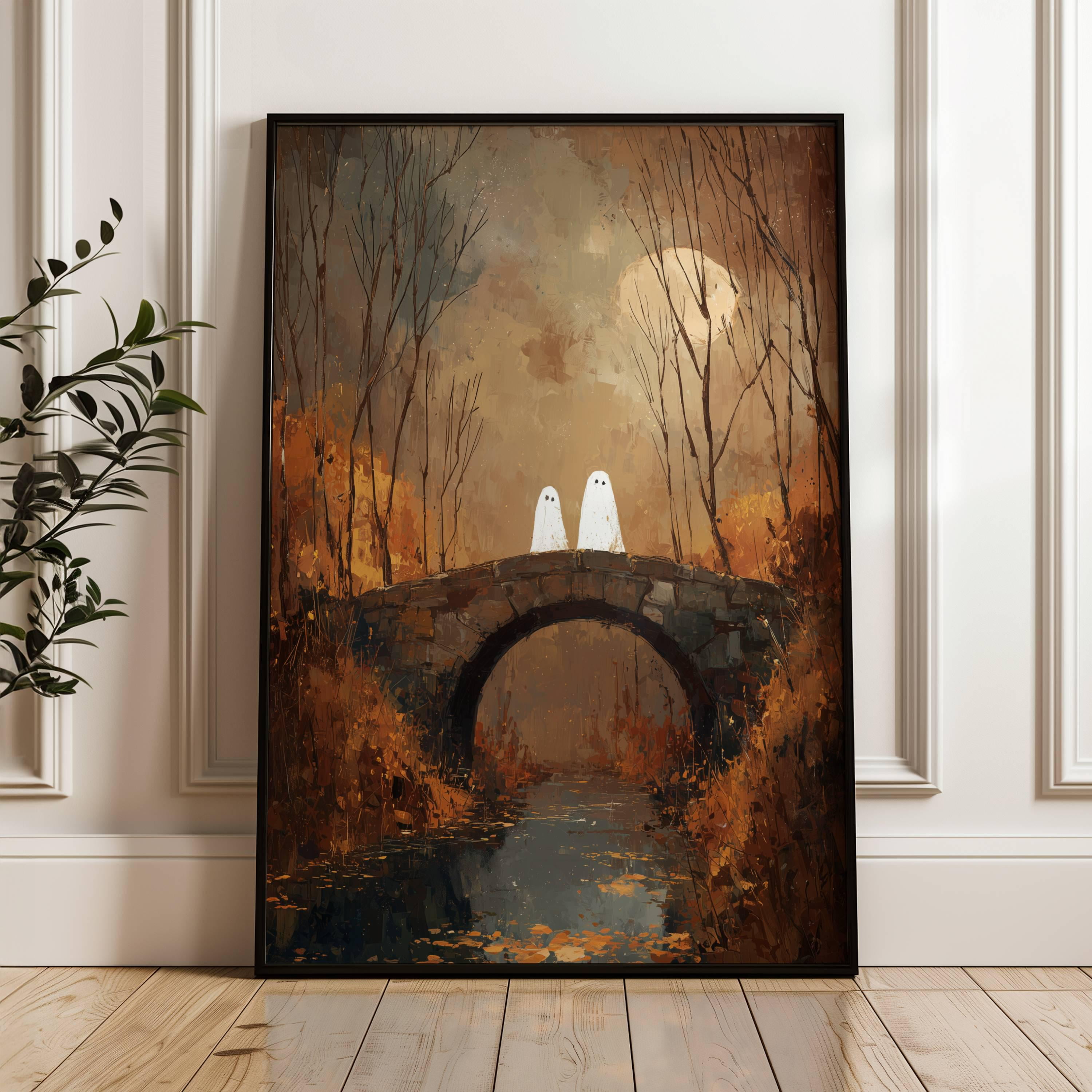 Two Ghosts On A Bridge | Cute Ghost | Spooky Wall Decor | Spooky Fall ...