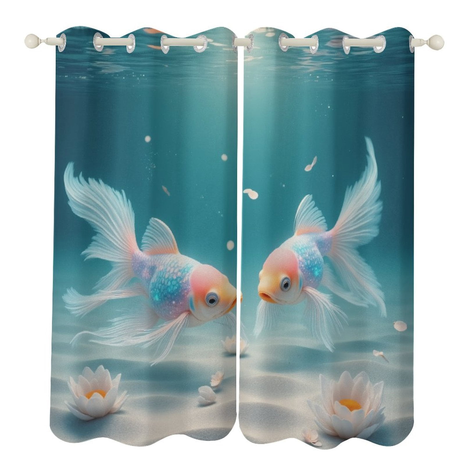 Two Goldfish in An Underwater Garden Luxury Window Curtains Blinds for ...