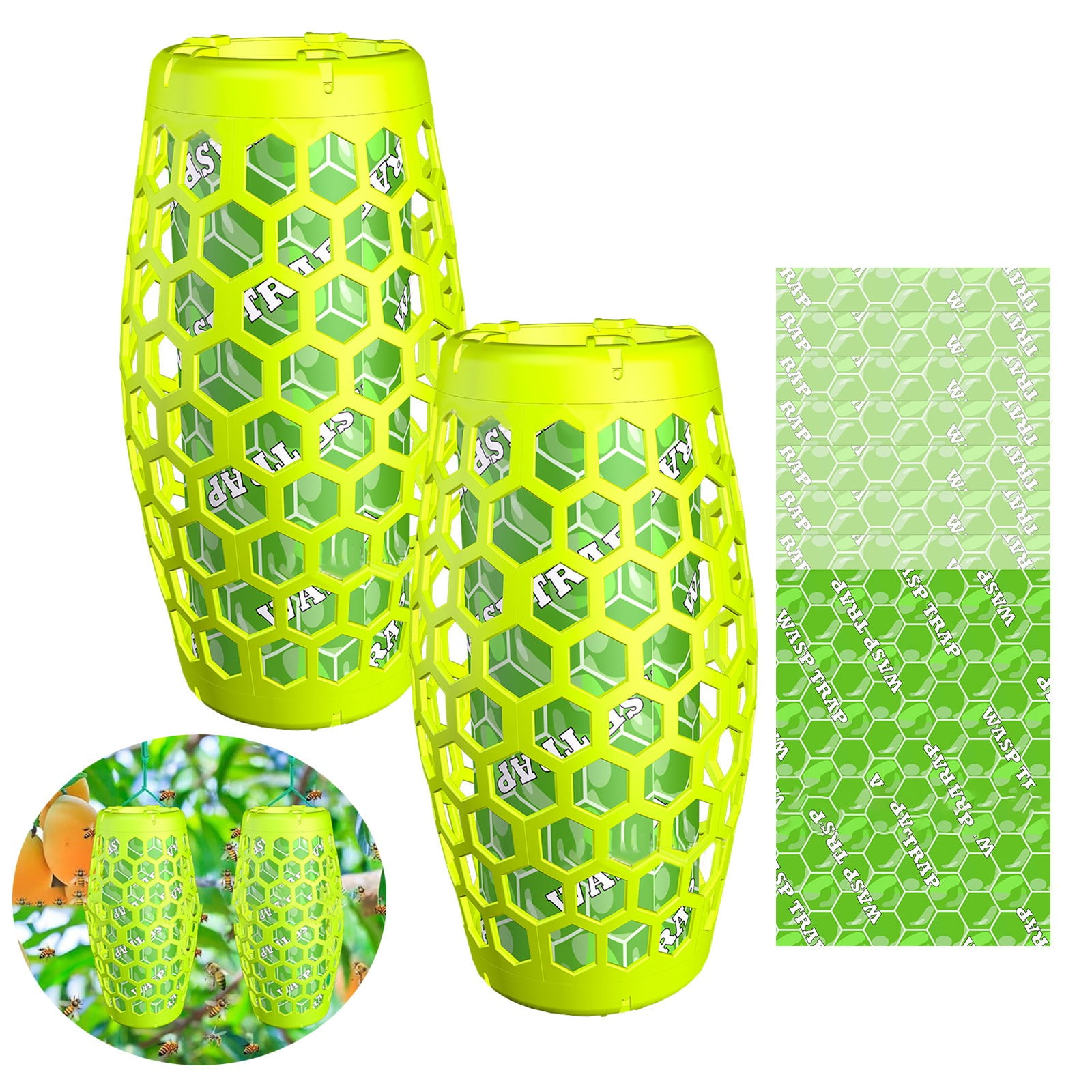 Two Green Outdoor Hanging Bee Traps for Wasps, Mud Daubers, Carpenter ...