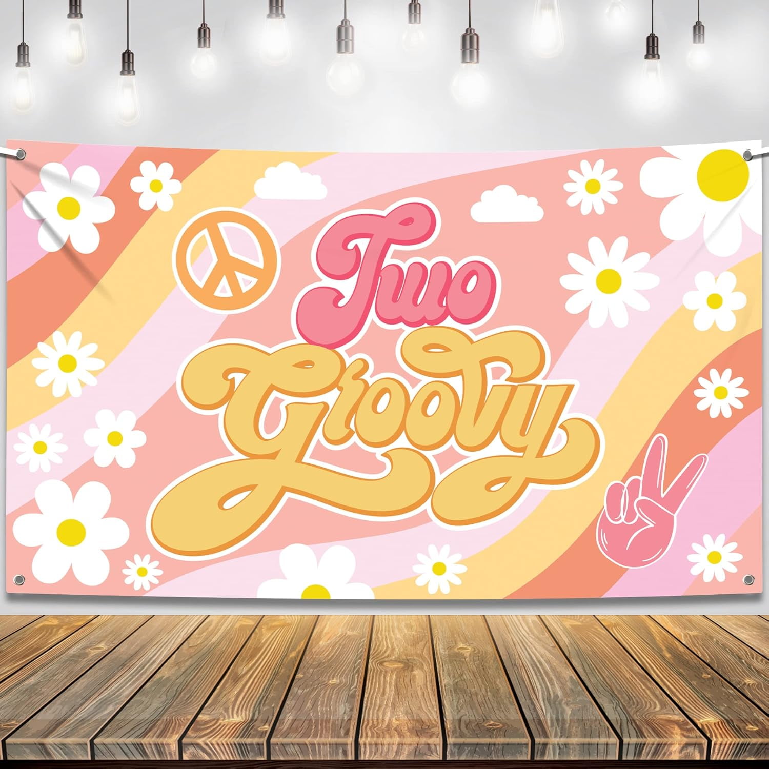 Two Groovy Banner, Two Groovy Backdrop, Groovy Birthday Banner for Two ...