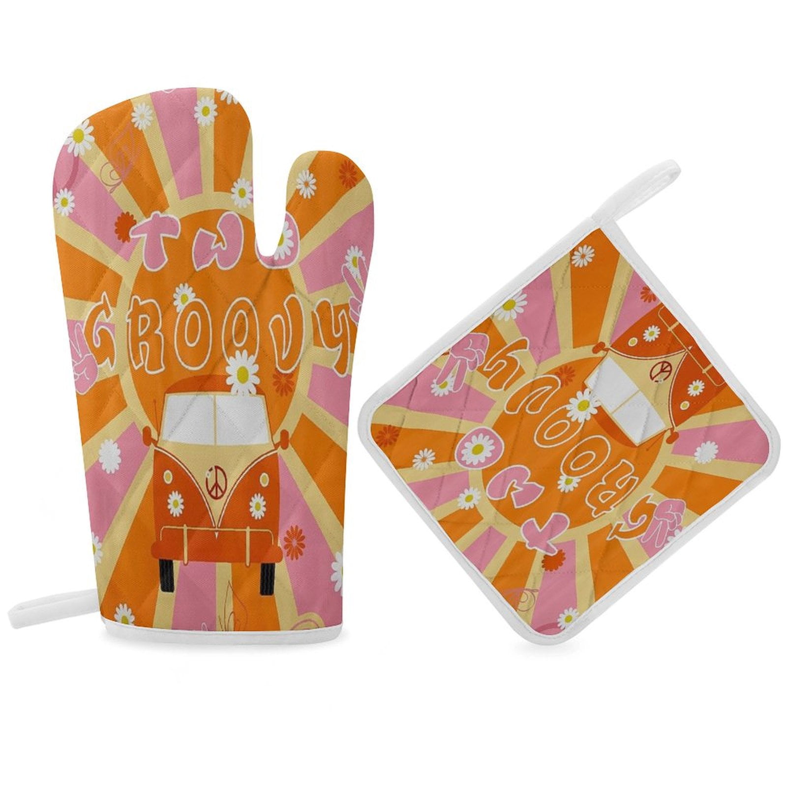 Two Groovy Oven Gloves And Pots Stand Set Oven Gloves And Pot Racks Pot ...