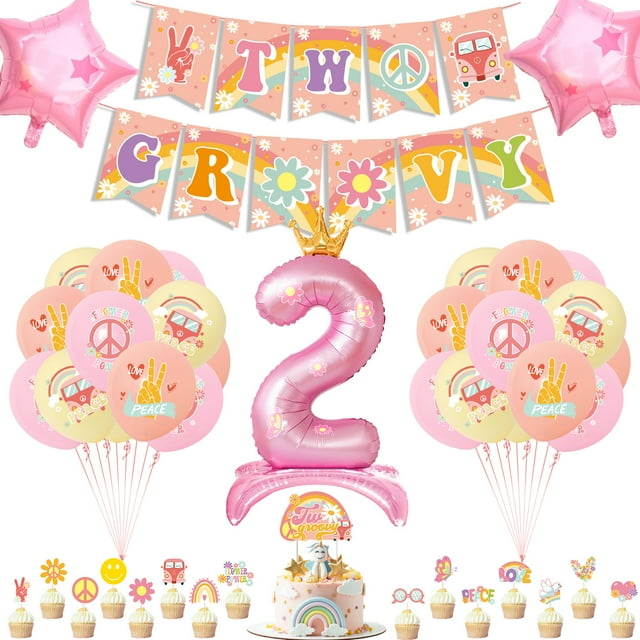 Two Groovy Party Decorations, Hippie Boho Party Decorations, Two Groovy ...