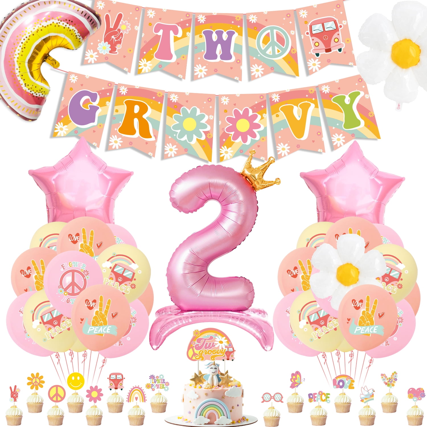 Two Groovy Party Decorations, Hippie Boho Party Decorations, Two Groovy ...