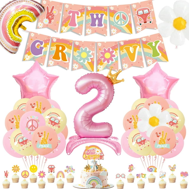 Two Groovy Party Decorations, Hippie Boho Party Decorations, Two Groovy ...