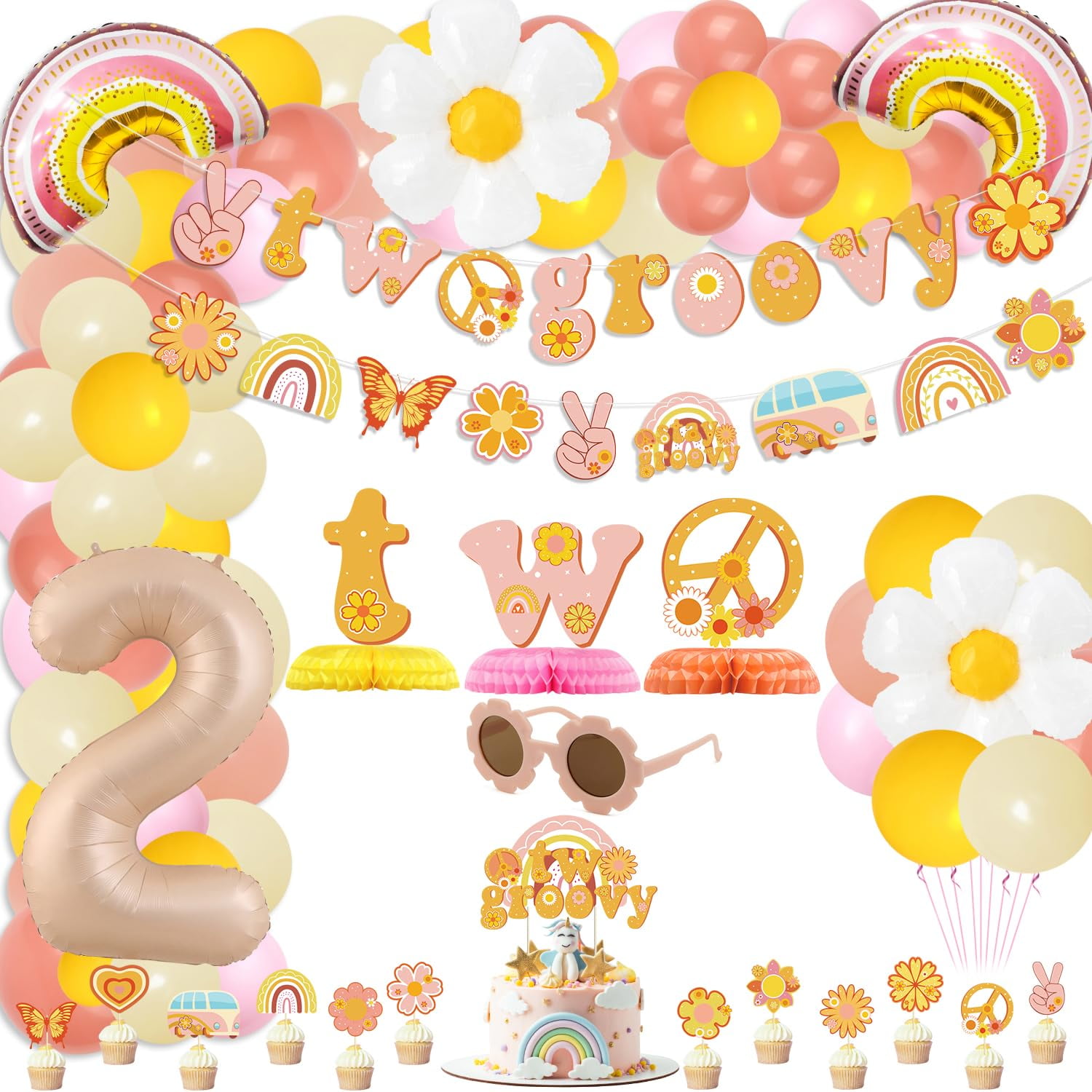 Two Groovy Party Decorations, include Two Groovy Banner, Hippie Groovy ...